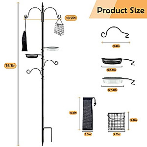 Bird Feeders Bird Feeding Station Bird Feeder Poles,Premium Multi Feeder Hanging Kit with Suet Cage and Bird Bath,Bird Food Finch Sock for Attracting Wild Birds