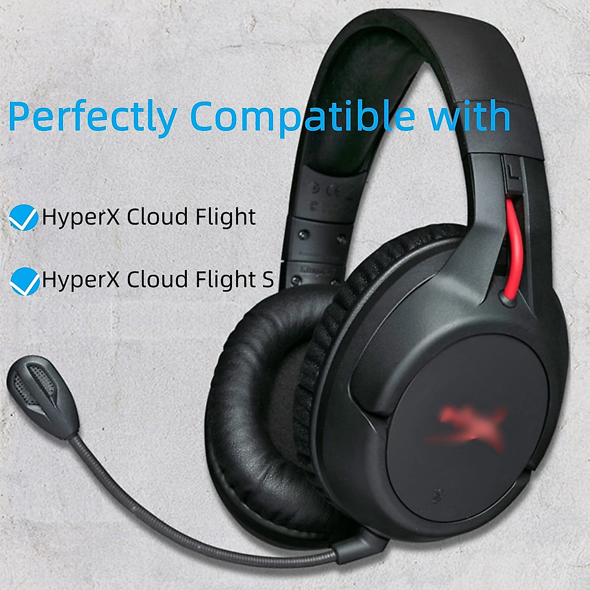 Cloud Flight MIC, Boom Microphone Replacement for Kingston Cloud HYPERX Cloud Flight and Flight S Gaming Headset on PS5, PS4, Xbox One, PC, Mac, Phone, Noise Cancelling