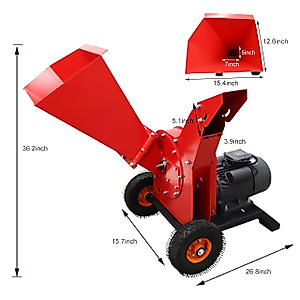 TECHTONGDA Electric Wood Chipper Shredder Mulcher Branch Crusher for Corn Straw Grass Fruit Trees Hand Pushed Multifunctional Garden 220V