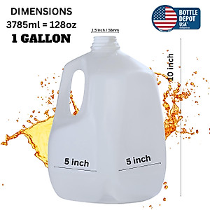 (4 PACK) 128 Oz Empty Plastic Gallon Juice Bottles with Tamper Evident WHITE Caps - Smoothie Bottles - Ideal for Juices, Milk, Smoothies, Picnic's and Even Meal Prep - Made in USA