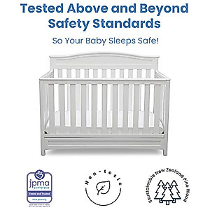 Delta Children Emery 4-in-1 Crib, White with Twinkle Stars Crib & Toddler Mattress