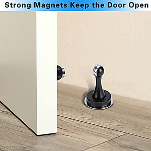 Sumnacon Magnetic Door Stopper, Heavy Duty Stainless Steel Door Stop Holder Come with 4 Pcs 3M Double-Sided Adhesive Tape & Hardware Screws,Install with Adhesive Tape Or Screws On Floor Wall (Black)