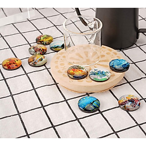 Mienno 16 Pack Van Gogh Refrigerator Magnets, Crystal Glass Magnets, Van Gogh Decorative Fridge Magnets, Homewarming Gift, Home Decoration Gift with Gift Packaging Box  (Kraft Gift Box)