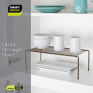 Smart Design Classic Storage Shelf – Large (8.5 x 16 in.), Bronze – Sturdy Steel Pantry Organizer with Rust-Resistant Finish and Non-Slip Feet for Easy Home Organization and Storage
