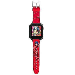 Accutime Miraculous Ladybug Kids Red Educational Learning Touchscreen Smart Watch Toy for Girls, Boys, Toddlers - Selfie Cam, Learning Games, Alarm, Calculator, Pedometer & More (Model: MRC4010AZ)