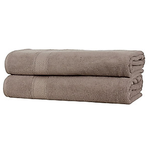 600 GSM - 40 x 80 Inches - 100% Cotton Bath Sheets Pack of 2 - Highly Absorbent Extra Large Bath Sheet Towels Set - Jumbo Oversized Cotton Bath Sheets Towels - Super Soft Hotel Quality Towel (STONE)