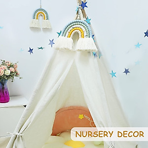 Macrame Rainbow Wall Hanging Boho Nursery Baby Room Kids Green Rainbow Décor (7X7Inches,Green)