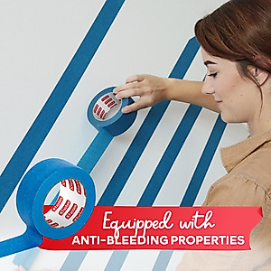 XFasten Blue Painters Tape Bulk 12-Pack 1 Inch x 60-Yards 2160ft Total, Wall Safe Blue Masking Tape 1 Inch Wide, Blue Paint Tape for Walls Paint Masking Tape Blue Tape Painters Masking Tape