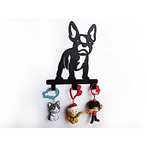 YOURNELO Cute Ironwork Puppy French Bulldog Dog Art Wall Mounted Decorative Coat Rack Hooks (A1)