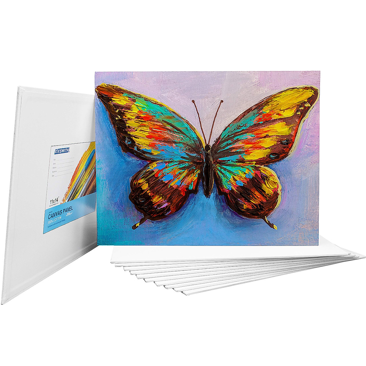 FIXSMITH Canvas Boards for Painting 11x14 Inch, Super Value 12 Pack White Blank Canvas Panels, 100% Cotton Primed, Painting Art Supplies for Professionals, Hobby Painters, Students & Kids