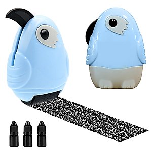 VOLOUROU Identity Theft Protection Roller Stamp with Box Opener, Id Police Stamp Roller Including 3 pack Refills Ink, Confidential Roller Stamp for ID Blackout Privacy Security(Blue)