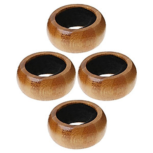 Hemoton 4Pcs Wine Bottle Collars, Wine Drip Ring Wine Bottle Neck Catcher Reusable Wooden Ring Drip Stoppers for Wine Bottles, Wine Stop Accessories for Bar and Home