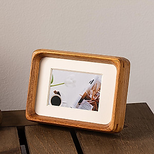 Youncewooder 3x4 Natural Teak Wood Picture Frame - Displays 2x3 Photos with Mat | Rustic Handmade Small Tabletop Frame for Baby Newborn Gift,Gifts for Baby Keepsakes, Wedding
