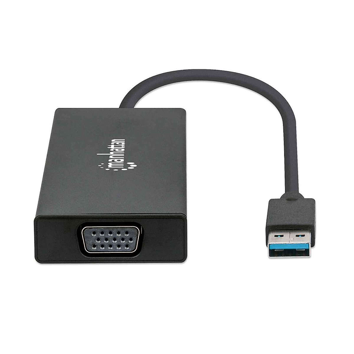 Manhattan USB-A Dock/Hub, Ports (x5): Ethernet, HDMI, USB-A (x2) and VGA, Micro-USB Power Input Port (Optional, only When add Power Needed. Not Required for Dual Monitor use. Cable not Included)