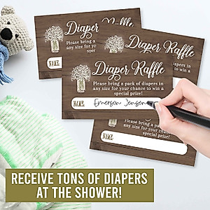 25 Baby Shower Diaper Raffle Tickets For Baby Shower Games To Play - Rustic Baby Shower Games Gender Neutral, Diaper Raffle Cards, Baby Raffle Tickets, Baby Shower Invitation Inserts, Baby Shower Idea