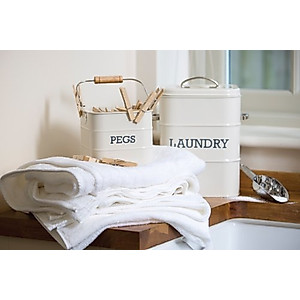 KitchenCraft Living Nostalgia Hanging Metal Peg Tin - Antique Cream