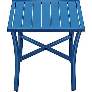 ZOTORUN Outdoor Steel Side Table End Table for Patio, Backyard, Pool, Indoor Companion, Easy Maintenance and Weather Resistant, Blue