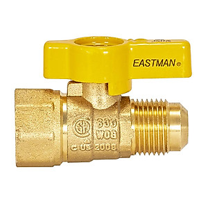 Eastman 1/2 Inch FIP x 1/2 Inch OD Flare Female Straight Gas Ball Valve with 1/4-Turn Handle, Brass Plumbing Fitting, 60003