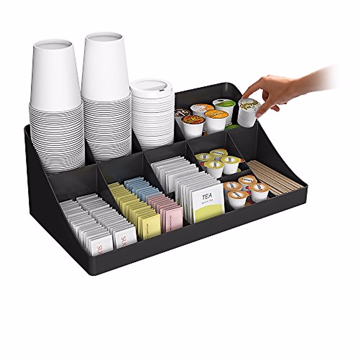 Mind Reader SNACOMORG-BLK Coffee Condiment and Snack Organizer, Home, Office, Breakroom, 2 Pack, Black