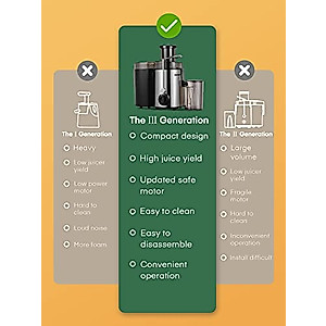Juicer Machines, HOUSNAT Juicer Whole Fruit and Vegetables with 3-Speed Setting, Upgraded Version 400 W Motor Quick Juicing, Cleaning Brush and Juicing Recipe Included
