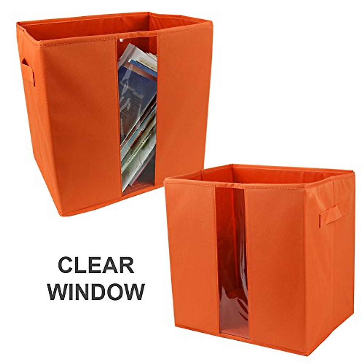 The Elixir Eco Green Storage Cube Box with Strong Fabric Canvas Foldable Basket Organizer Bin, Orange, Extra Large