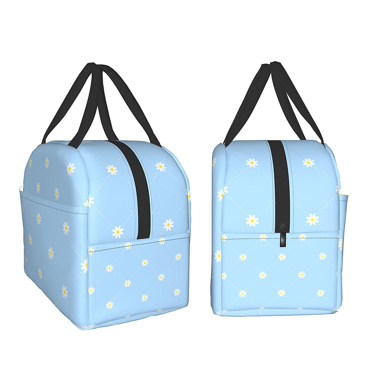 Ucsaxue Insulated Lunch Bag Women Men, Reusable Tote Lunch Box, Leakproof Cooler Lunch Bags for Work Office Travel Picnic, Cute Daisy Flower Light Blue