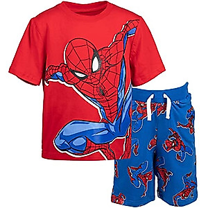 Marvel Avengers Spider-Man Little Boys T-Shirt French Terry Shorts Blue/Red 6