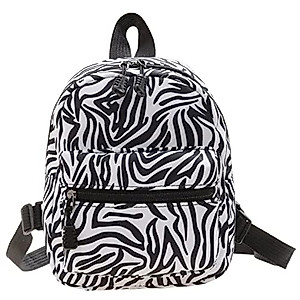ZEHO Mini Backpack for Teens Small Cute Backpack for Women Girls Lightweight Fashion Small Canvas Daypack, Zebra Print