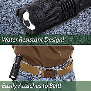 EcoGear FX Small Pocket LED Tactical Flashlights E300 - EDC Everyday Carry LED Flashlight with 3 Light Modes, Adjustable Zoom and Attached Belt Clip - Great Flashlight Gifts for Men (3 Pack)