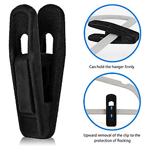 Tinfol 50pc Velvet Hangers Clips, Black Strong Finger Flocked Clips, Large Opening Clip Clothes Hanger Clip, Pants Hangers Clips for Thin Clothes Hangers