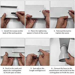Portable Air Conditioner Window Vent Kit, Adjustable Window Seal Slide Kit Plate for Portable Air Conditioner Kit Sliding Window AC Vent Kit Fit for Exhaust Hose with 5.1"/13cm Diameterr