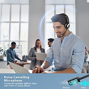 Earbay Wireless Headset, Bluetooth Headsets with Microphone Noise Cancelling, On Ear Headphones with Mic Mute, Handsfree PC Headsets for Zoom/Ms Teams/Skype/Dual Connect/Laptop/iPhone/Tablet