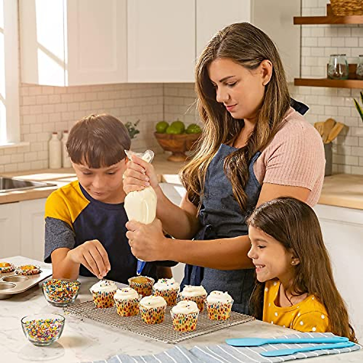 Ultra Cuisine Oven-Safe, Dishwasher-Safe 100% Stainless Steel Cooling and Baking Rack Set Heavy Duty Tight-Wire - 11.5 x 16.5-inch - Set of 2 - Half Sheet Pan Cooling Racks