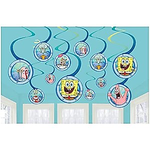 SpongeBob Hanging Swirl Decorations | Assorted Designs | 12 Pcs