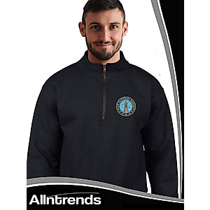 ALLNTRENDS Adult Zip Collar Sweatshirt US Air National Guard Embroidered Top (M, Black)