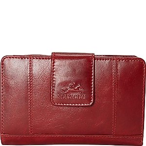 Mancini Leather Goods RFID Secure Medium Clutch Wallet (Red)