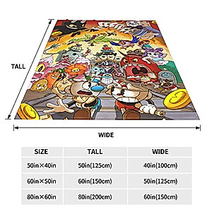 Woodyotime Cuphead & Mugman Show Blanket Throw Flannel Lightweight Couch Quilt Warm Soogan Aircraft Towelling Coverlet for All Seasons 80"X60"