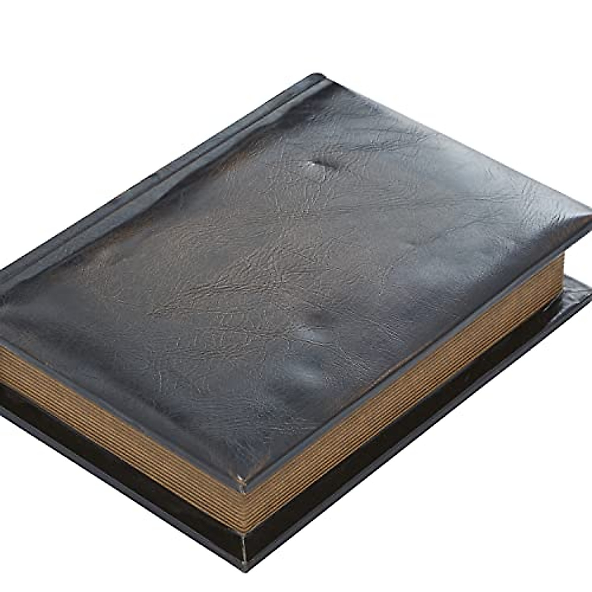 Deco 79 Wood Faux Book Box with Faux Leather Detailing, Set of 3 13", 10", 8"H, Brown