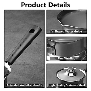 IULAVP Turkish Coffee Pot with Lid: Stainless Steel Mini Saucepan Chocolate Melting Pot, Milk Warmer Butter Warmer for Stove Top Espresso Coffee Tea Soup Warming (900ML)