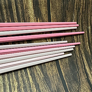 5 Pairs Fiberglass Reusable Chopsticks, Non-Slip,Chopsticks Set for Sushi, Ramen,Dumpling, Asian Cuisine,Noodles, Bento box,Chinese Japanese Korean Chopsticks, Pink
