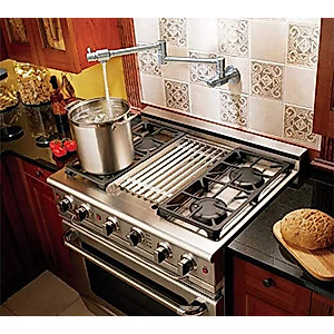 MSTJRY Pot Filler Faucet Wall Mount Stainless Steel Commercial Kitchen Faucet Double Joint Spout Folding Stretchable Swing Arm with Single Hole 2 handles