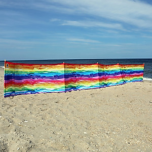 erda Watercolor Rainbow Pro Beach Recycled Polyester Rip-Stop 20 ft Lightweight Windscreen, Privacy Screen, Wind Blocker, Free Matching Shoulder Bag