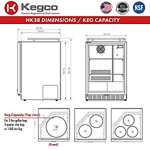 Kegco Kegerator 24" Wide Dual Tap Black/Stainless Steel Undercounter Beer Dispenser HK38BSU-2
