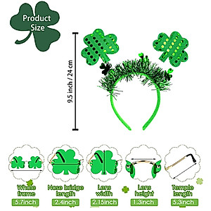 St. Patrick's Day Headband Costume St. Patrick's Day Accessories Shamrock Green Headband Green Shamrock Sunglasses for St Patricks Day Irish Party Supplies Favors