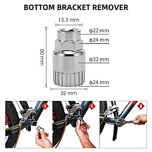 THYWD Bike Repair Tool 5 in 1 kit Set with Crank Puller Removal Tool Bicycle Cassette Freewheel Remover Bottom Bracket Remover Chain Breaker Cutter Black Tool Bag for Shimano Sram Campagnolo etc.