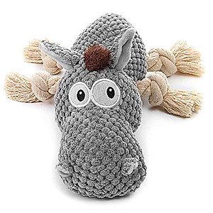 Sedioso Dog Toys, Dog Plush Toy for Large Breed, Cute Squeaky Dog Toys with Crinkle Paper, Dog Chew Toys for Puppy, Small, Middle, Big Dogs (Donkey(Grey))