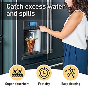 LOPNUR Refrigerator Drip Tray 2 Pack: Refrigerator Drip Catcher for Fridge Water Dispenser, Super Absorbent Diatomite Fridge Water Drip Tray for Whirlpool, GE, Samsung Refrigerator Replacement Grills