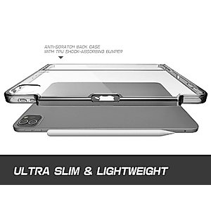 i-Blason Halo Series Case for New iPad Pro 12.9 Inch (2020/2018 Release), [ONLY for use with Smart Keyboard Folio; Compatible with Official Smart Folio] Clear Protective Case with Pencil Holder, Black