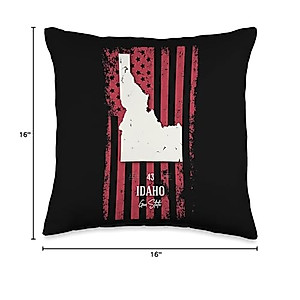 Idaho State Map USA Throw Pillow, 16x16, Multicolor
