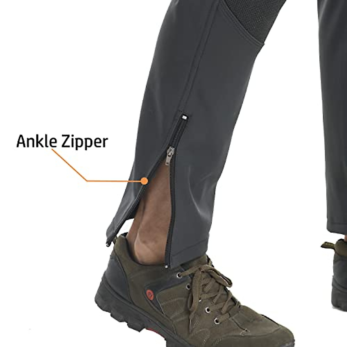 NAVEKULL Men's Ski Snow Pants Fleece Lined Windproof Waterproof Outdoor Snowboard Trousers Winter Warm Soft Shell Hiking Camping Fishing Climbing Travelling Black Grey Pants With Zipper Pockets